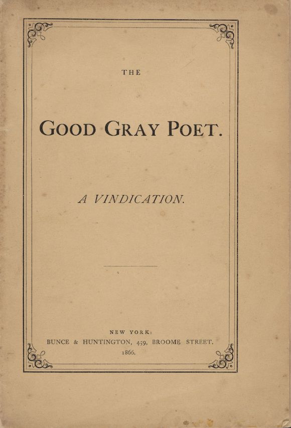 Bonhams : RARE WHITMANIANA. O'CONNOR, WILLIAM DOUGLAS. The Good Gray ...