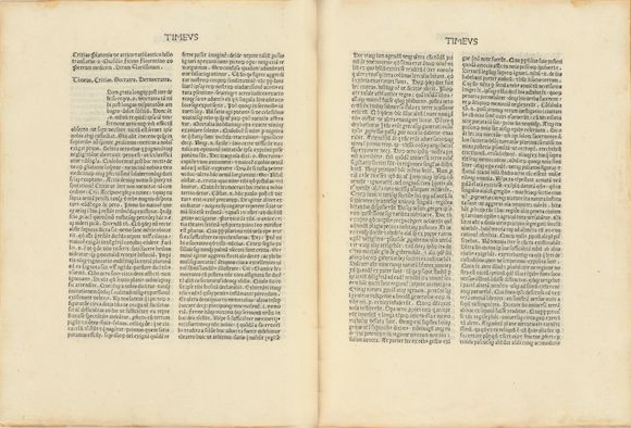 Bonhams : [PLATO] EXCEPTIONALLY RARE FIRST PRINTING OF THE TIMAEUS ...