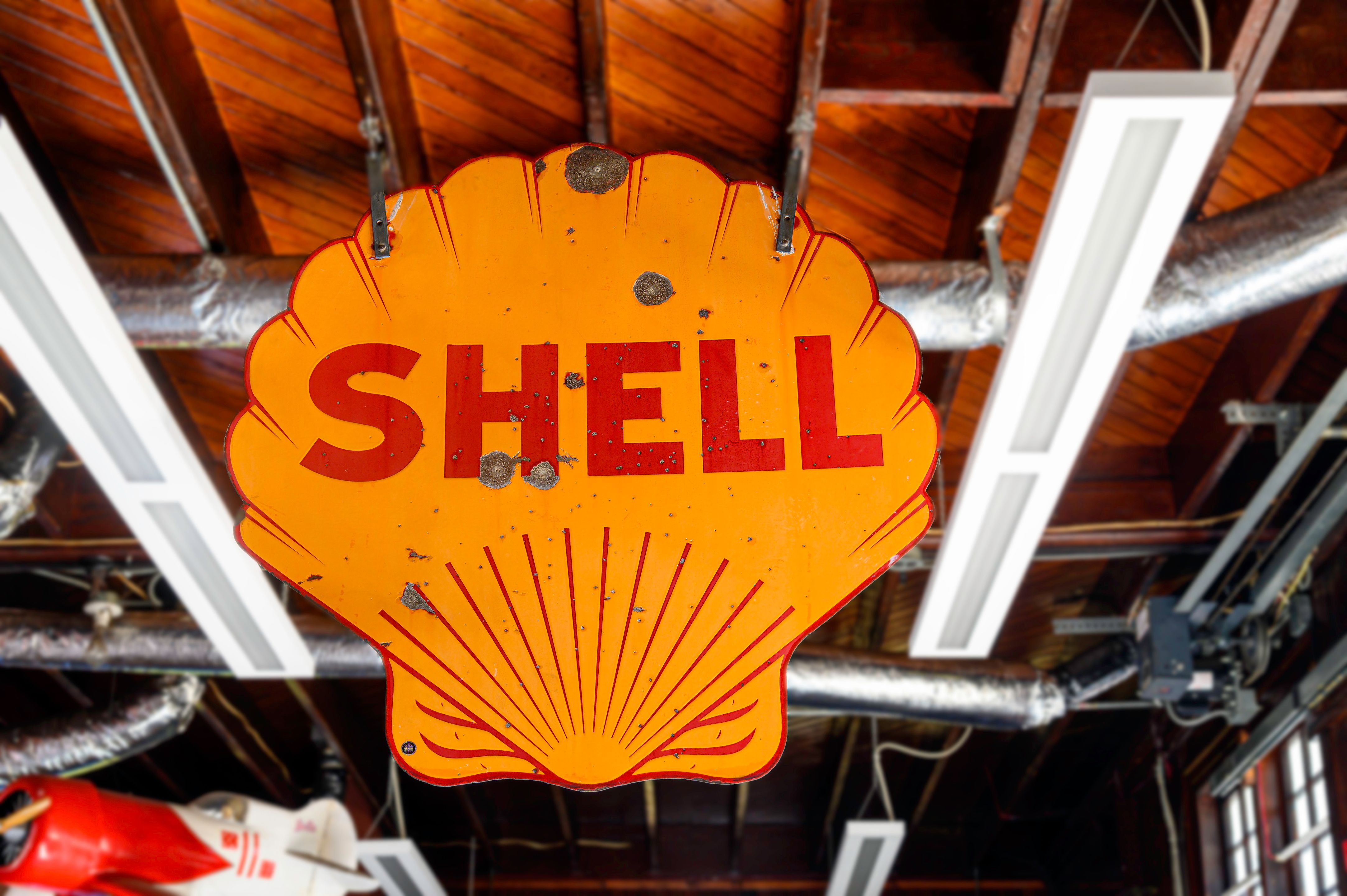 Bonhams Cars : A Large Format Double-Sided Shell Oil Sign