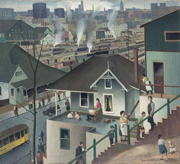 Bonhams : Paul Sample (1896-1974) North Broadway Neighborhood 36 1/4 x ...