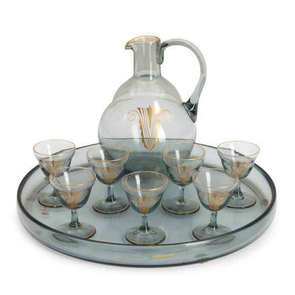 Bonhams Skinner : DAUM ART DECO GILT-DECORATED GLASS CORDIAL SET, Nancy ...