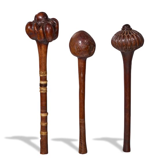 Bonhams : Three Fine Throwing Clubs, Fiji Islands