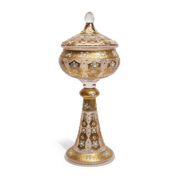 Bonhams A Bohemian Gilt And Enamel Decorated Colorless Glass Covered