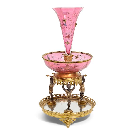 Bonhams : A MOSER GILT AND PATINATED METAL, GLASS, GILT AND ENAMELLED ...