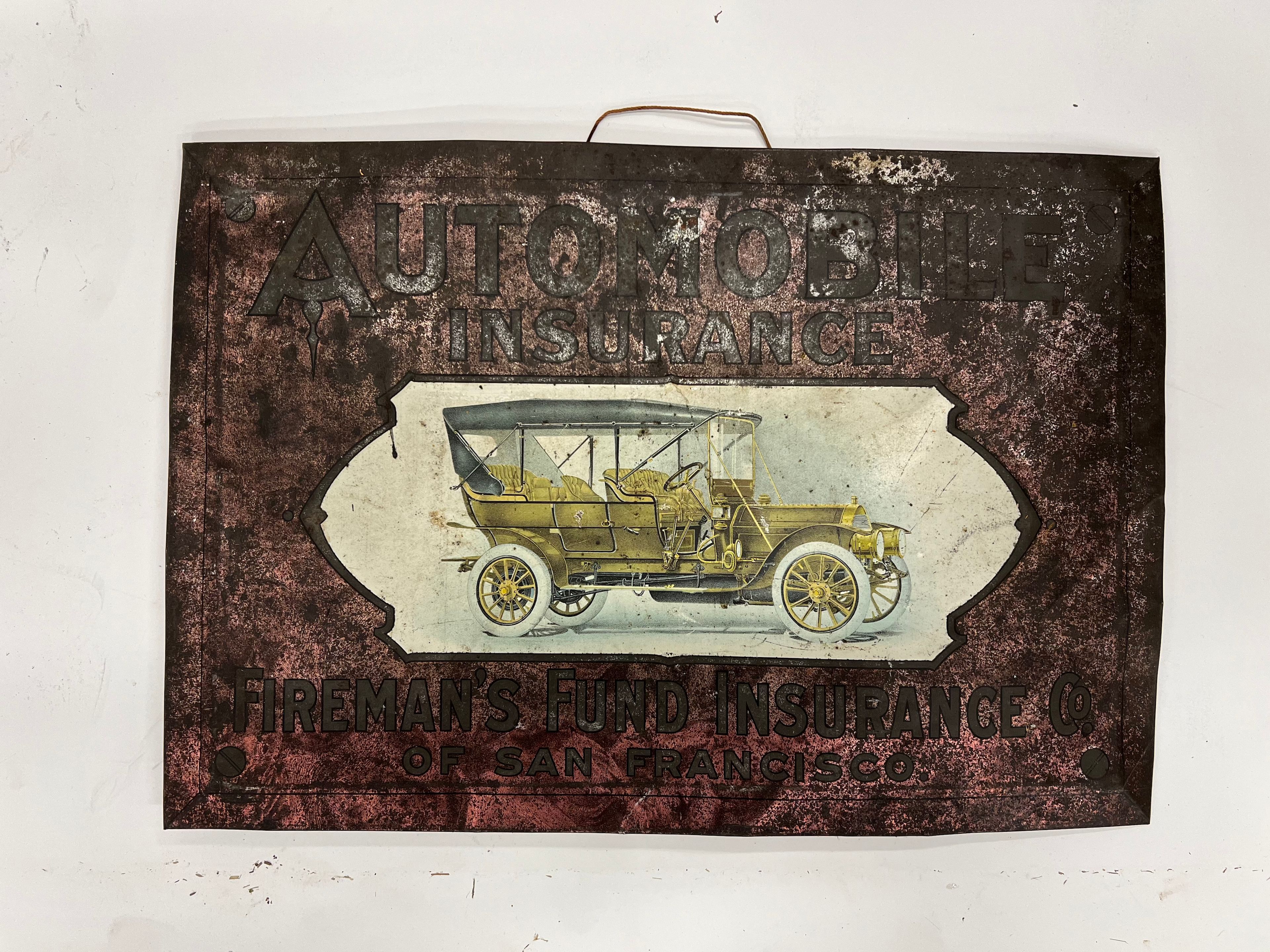 Bonhams Cars : An Automobile Insurance Tin Sign