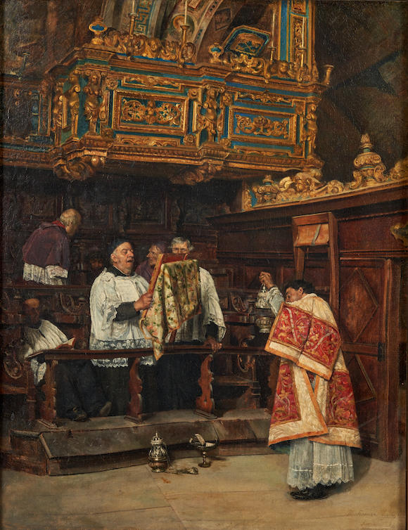 Bonhams Skinner Spanish School 19th Century Late For Mass Framed