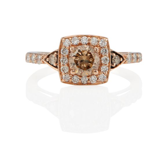 Bonhams : A 14K ROSE GOLD, COLORED DIAMOND AND DIAMOND RING