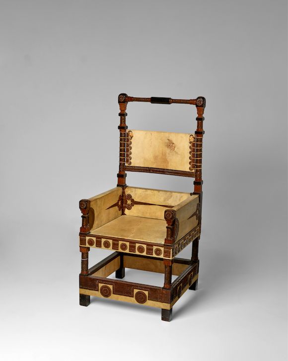 Bonhams : CARLO BUGATTI (1856-1940) Throne Chair circa 1902copper ...