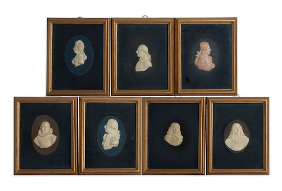 Bonhams Skinner : Seven Framed Wax Portraits, England, 18th century,