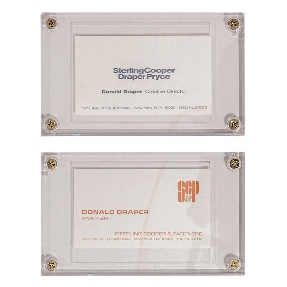 Bonhams : A Pair of Don Draper Business Cards from Mad Men