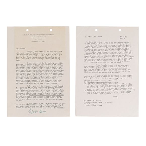Bonhams : An Undelivered Letter to Darryl F. Zanuck from Charles ...