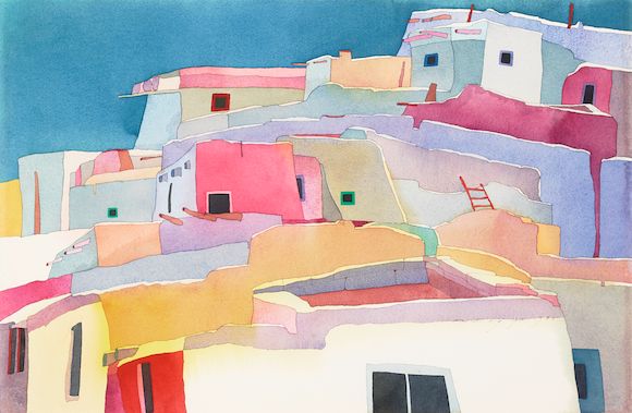Bonhams : Sari Staggs (born 1941) Walls and Windows sight 14 1/2 x 22 ...