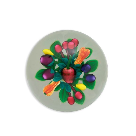 Bonhams Skinner : KEN ROSENFELD (B. 1950) PAPERWEIGHT WITH FRUIT ...