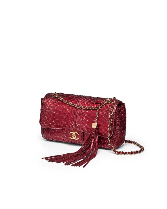 Bonhams : CHANEL: PYTHON MEDIUM SOHO TASSEL FLAP BAG 2010