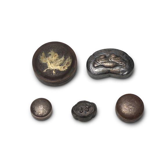 Bonhams : FOUR ENGRAVED SILVER BOXES AND A BRONZE 'WINGED HORSE ...