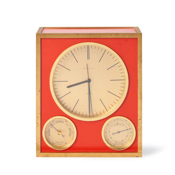 Bonhams Skinner : TIFFANY & CO. QUARTZ BRASS AND GLASS CLOCK BAROMETER ...
