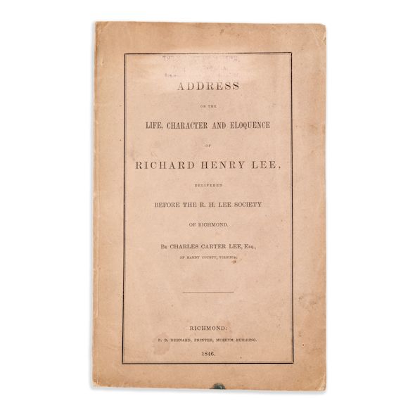Bonhams Skinner : LEE, CHARLES CARTER. 1798-1871. An Address on the ...