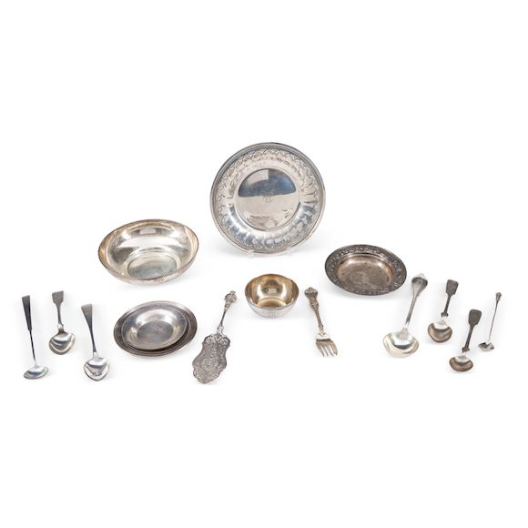 Bonhams Skinner : SEVEN SILVER HOLLOWWARE ITEMS AND ASSORTED FLATWARE