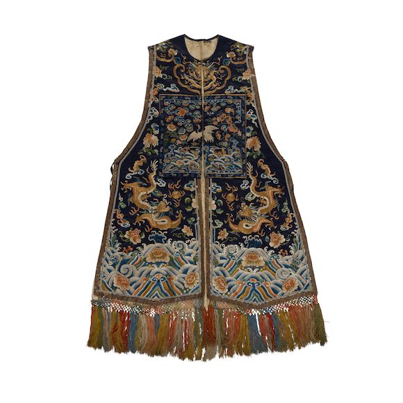 Bonhams : A WOMAN'S EMBROIDERED SILK COURT VEST, XIAPEI 19th century