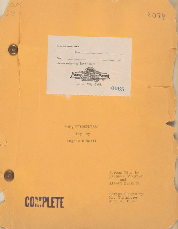 Bonhams : A SCREENPLAY OF EUGENE O'NEILL'S AH, WILDERNESS! Mimeographed ...