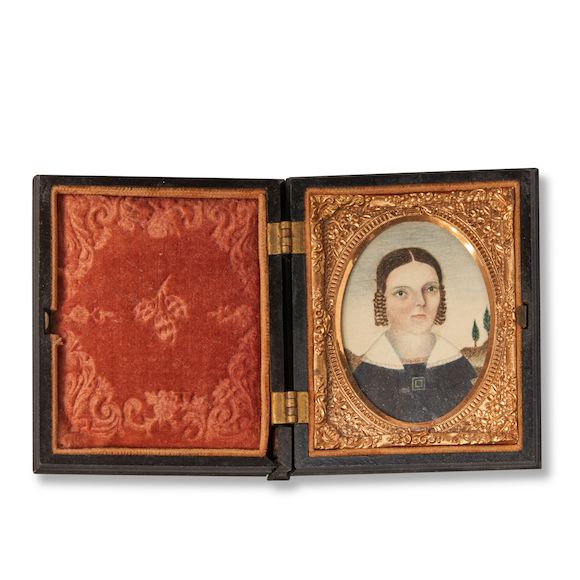 Bonhams Skinner : Watercolor Portrait Miniature in Union Case, America ...
