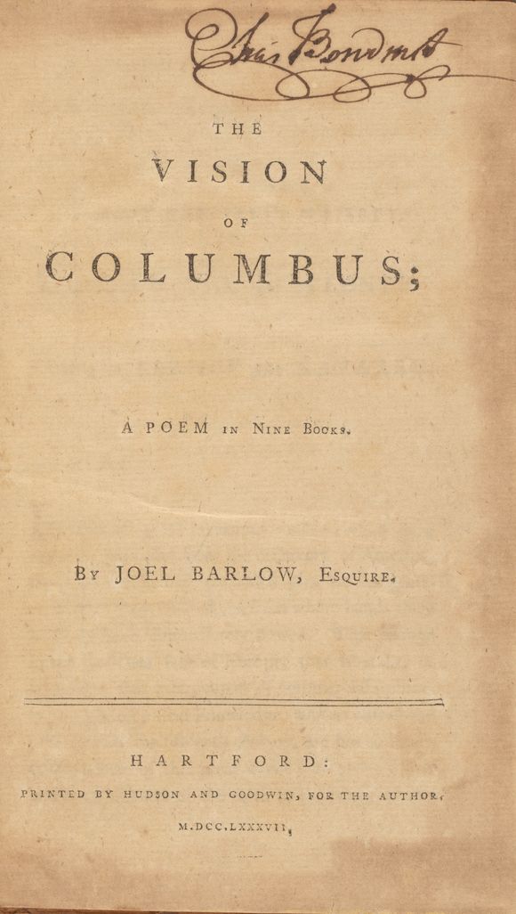 Bonhams Skinner : ELIAS BOUDINOT'S COPY OF BARLOW'S COLUMBIAN EPIC ...