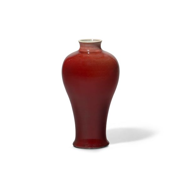 Bonhams : A COPPER-RED-GLAZED VASE, MEIPING 18th century