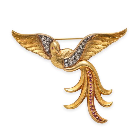 Bonhams Skinner : ALEXANDER TILLANDER: AN 18K GOLD, RUBY, AND DIAMOND ...
