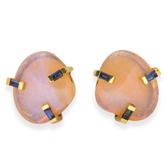 Bonhams Skinner : CHRISTOPHER WALLING: A PAIR OF 18K GOLD, OPALIZED ...
