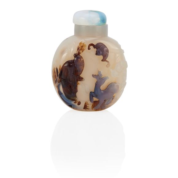 Bonhams : A CARVED 'LONGEVITY' SNUFF BOTTLE 20th century