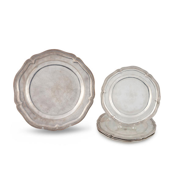 Bonhams Skinner Four Silver Dishes And A Matching Charger