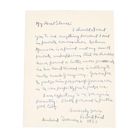 Bonhams Skinner : FROST, ROBERT. 1874-1963. Autograph Letter Signed ...