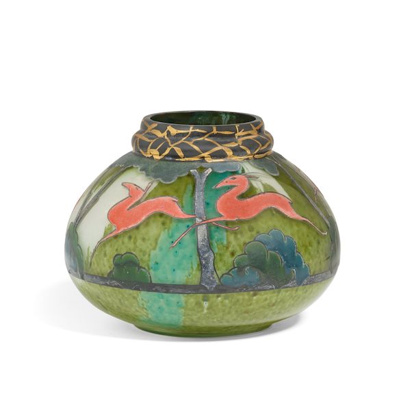 Bonhams : MARCEL GOUPY (1886-1978) Gazelle Vasecirca 1925enameled glass ...