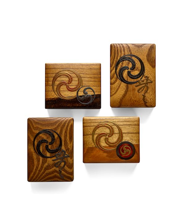 Bonhams : TAIKAI TAIREI (1880-1971) A Group of Four Small Covered Wood ...