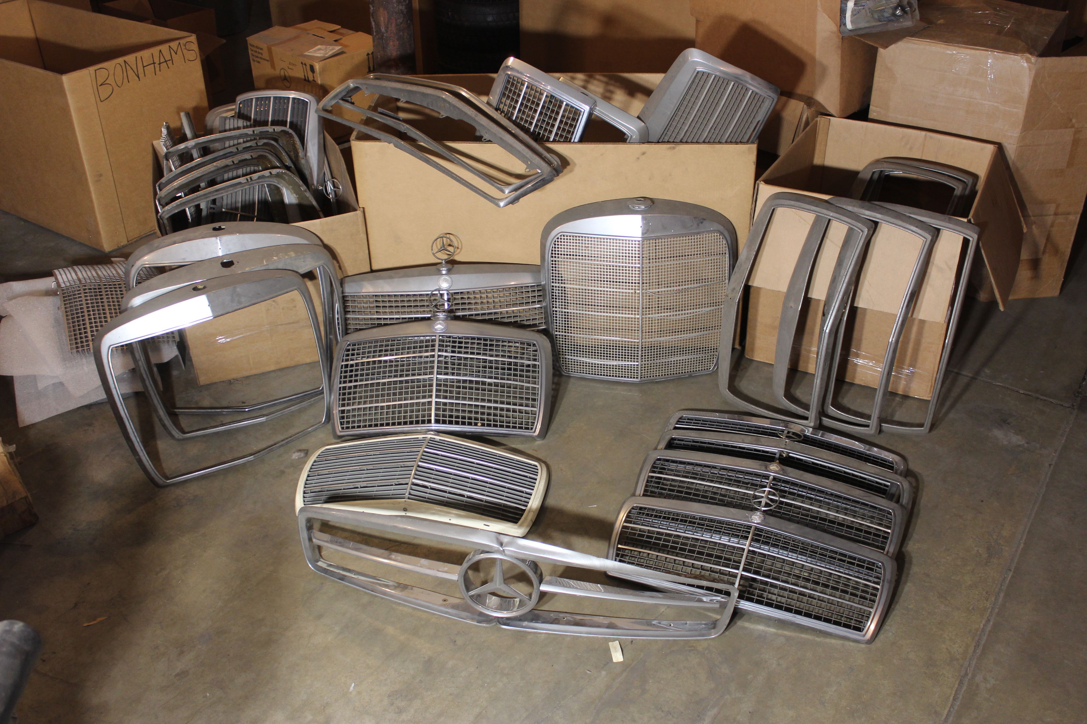 Bonhams Cars : A large grouping of used Mercedes-Benz radiator grills ...