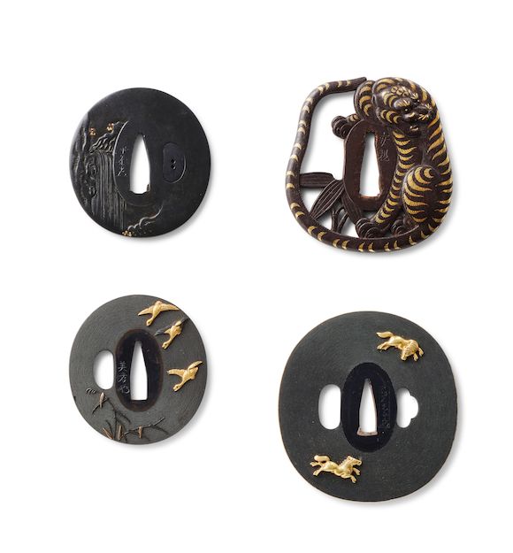 Bonhams : FOUR MIXED-METAL TSUBA (HAND GUARDS) Edo period (1615-1868 ...