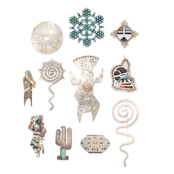 Bonhams : A group of Native American or Western pins