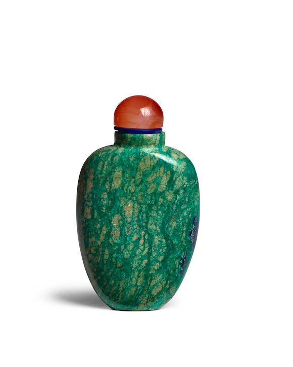 Bonhams : A TORQUOISE MATRIX ELONGATED SPADE-SHAPED BOTTLE WITH LAPIS ...