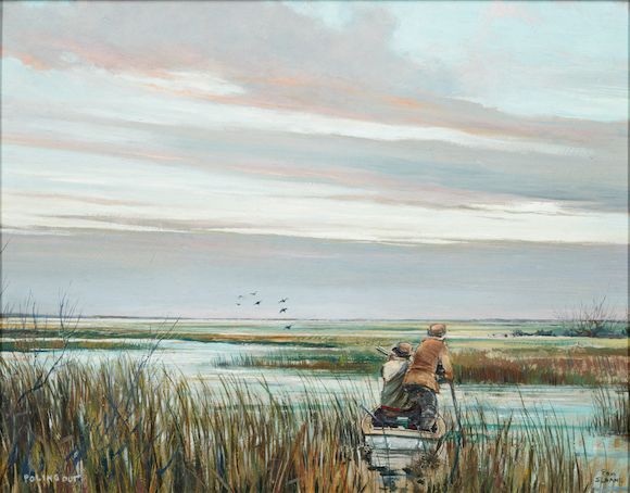 Bonhams Skinner : ERIC SLOANE (American, 1905-1985) Poling Out (15 3/8 ...