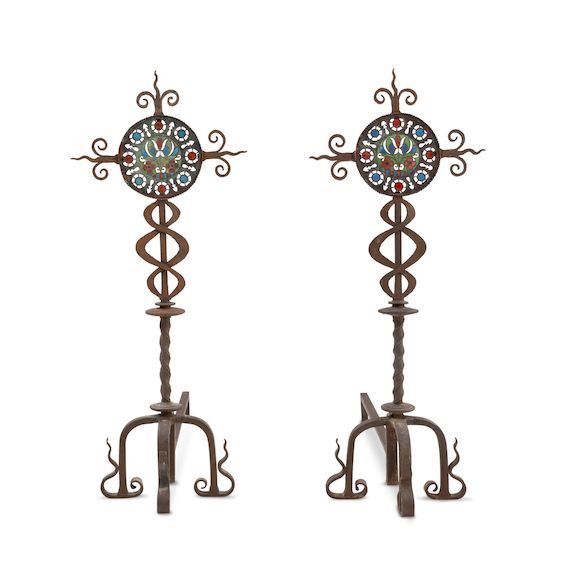 Bonhams Skinner : PAIR OF RENAISSANCE REVIVAL ANDIRONS early 20th ...