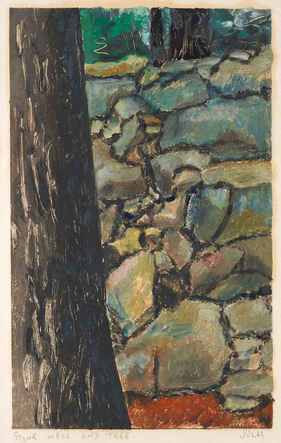 Bonhams Skinner : MERVIN JULES (AMERICAN, 1912-1994) STONE WALL AND TREE