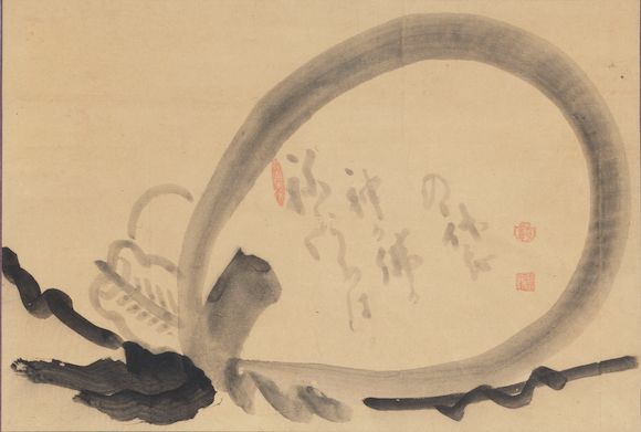 Bonhams : HAKUIN EKAKU (1686-1769) Hotei Behind His Bag Edo period ...