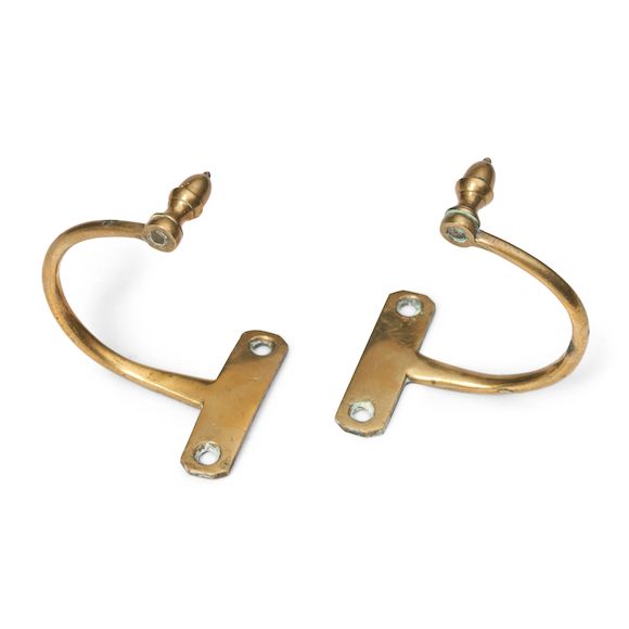 Bonhams Skinner : PAIR OF BRASS JAMB HOOKS WITH ACORN FINIALS England ...