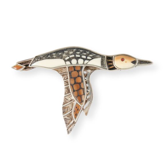Bonhams Skinner : A Dawn Wallace bird pendant/pin Dawn Wallace, Aleut ...
