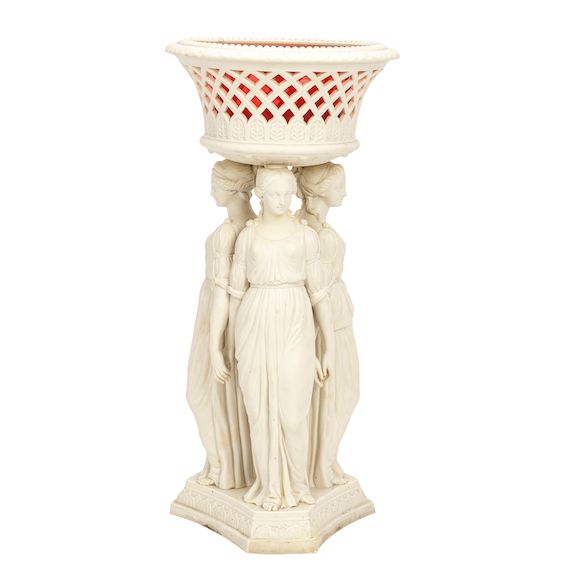Bonhams : AN ENGLISH BISQUE PORCELAIN THREE GRACES FIGURAL ...