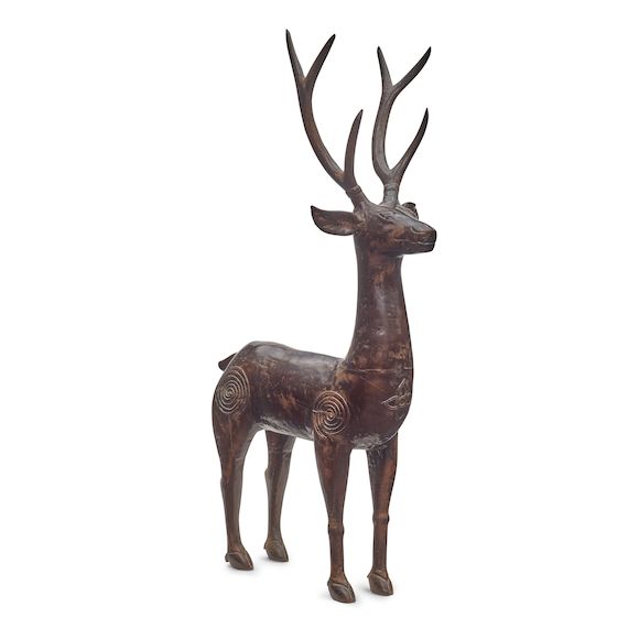 Bonhams : INDIAN Standing Stag (Sculpture)20th centurycarved and ...
