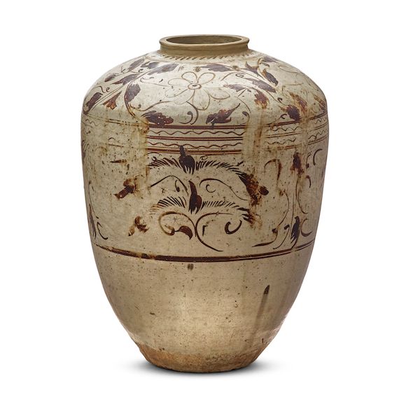 Bonhams : A MASSIVE CHINESE CIZHOU PAINTED JAR Late Ming Dynasty
