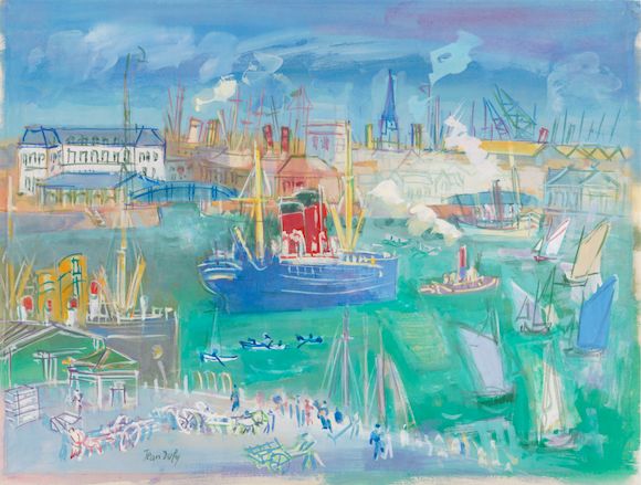 Bonhams : JEAN DUFY (1888-1964) Le Havre, bassin de la manche vu du ...
