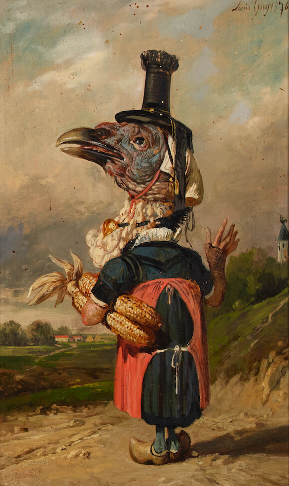 Bonhams : Louis Guy (1824-1888) Anthropomorphic Duck and Turkey (Two ...