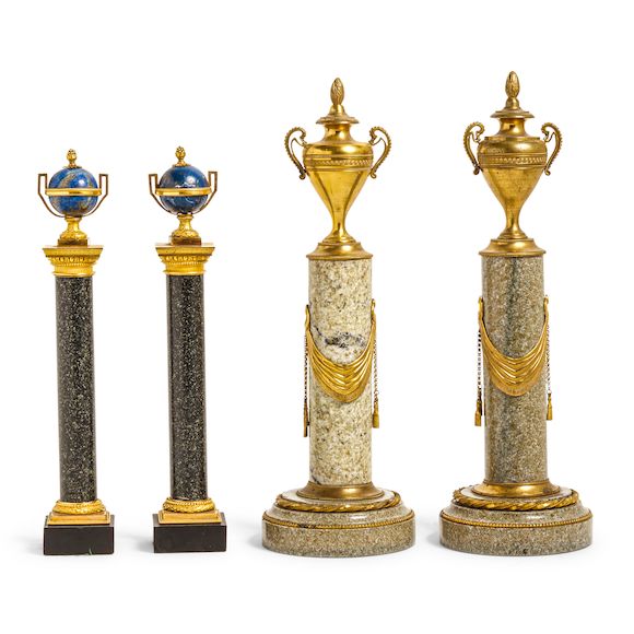 Bonhams : TWO PAIRS OF NEOCLASSICAL STYLE GILT BRONZE AND MARBLE ...